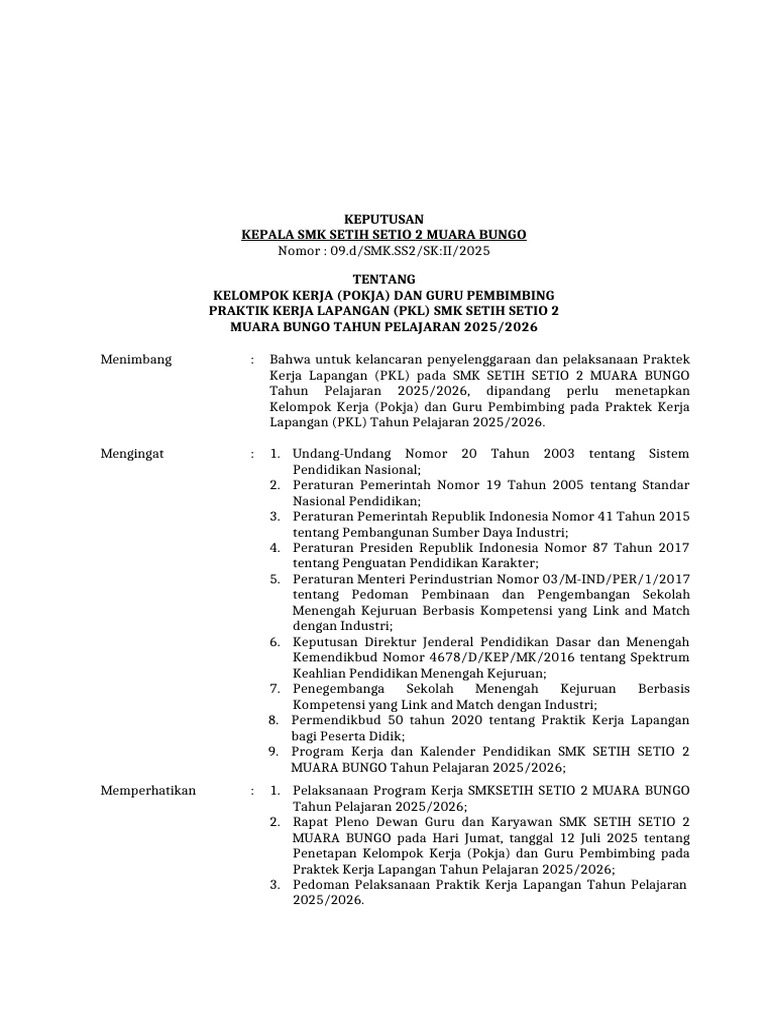 SK Pokja PKL 2025 | PDF