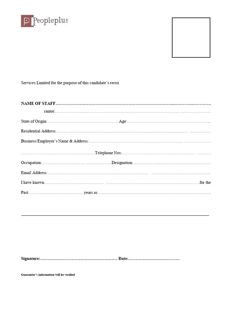 SSS Guarantor Form Sample | PDF