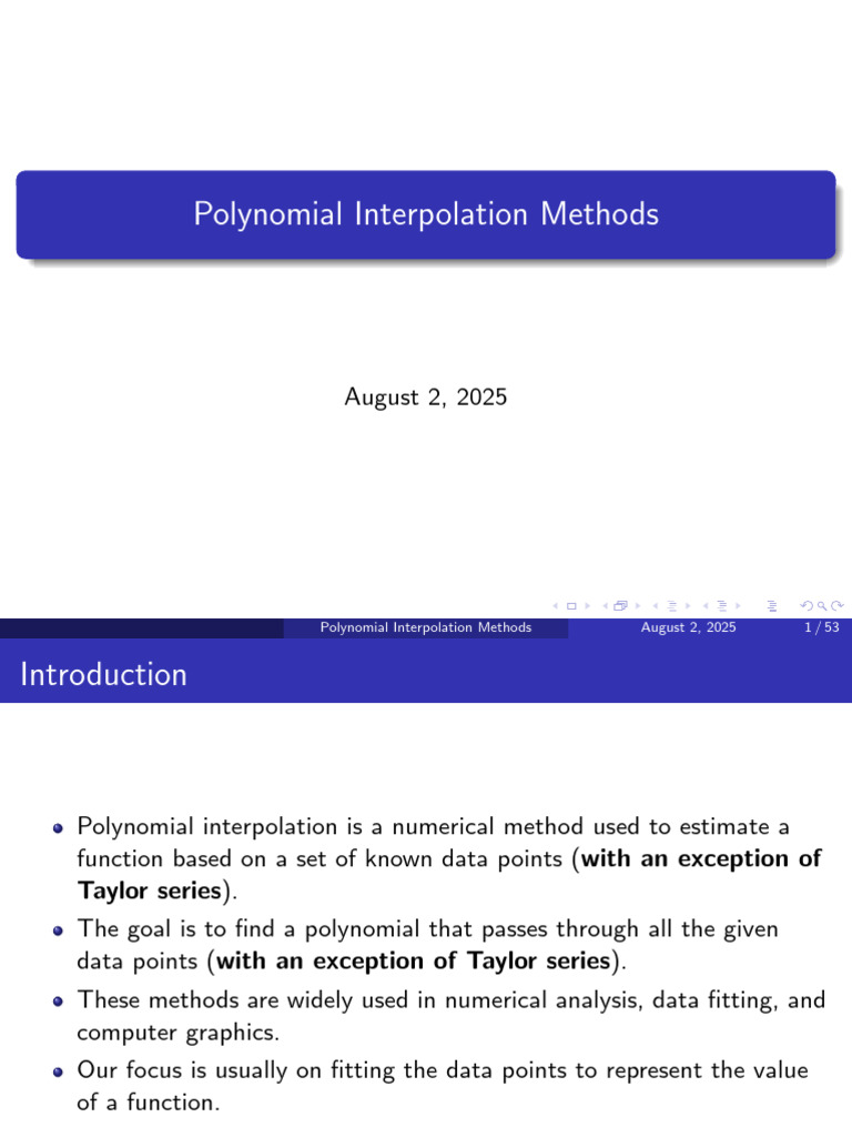Polynomial Interpolation Techniques Explained | PDF | Interpolation | Numerical Analysis