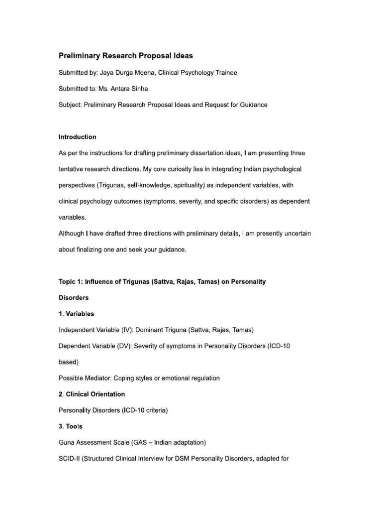 Preliminary Research Proposal | PDF