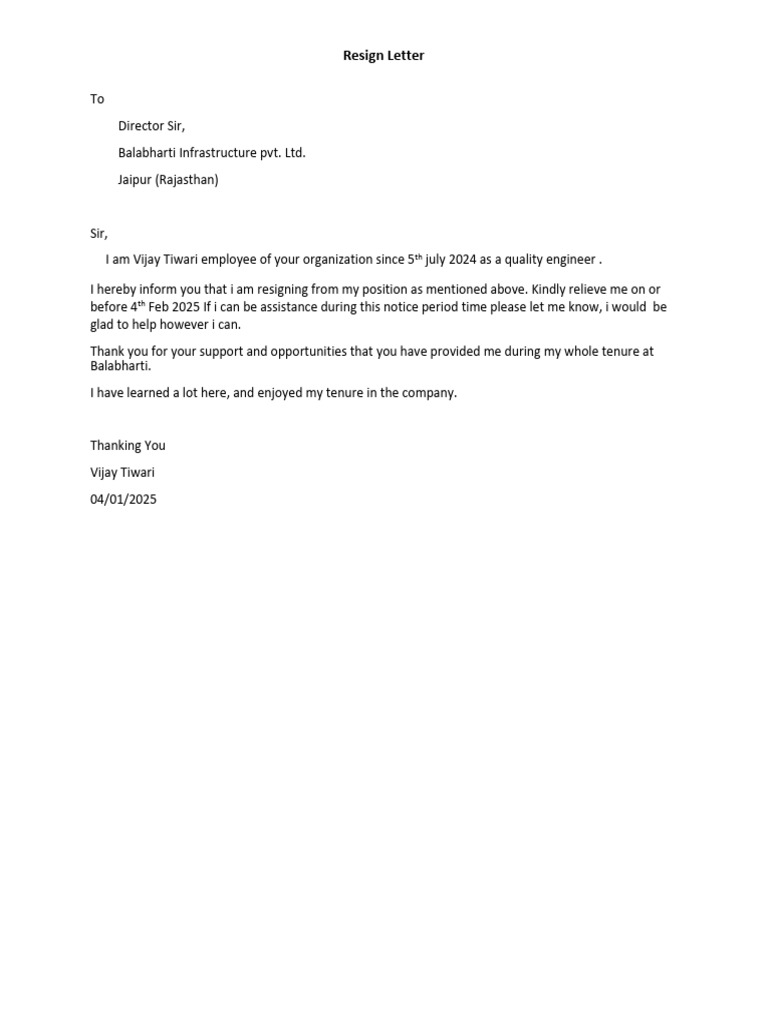 Resign Letter | PDF