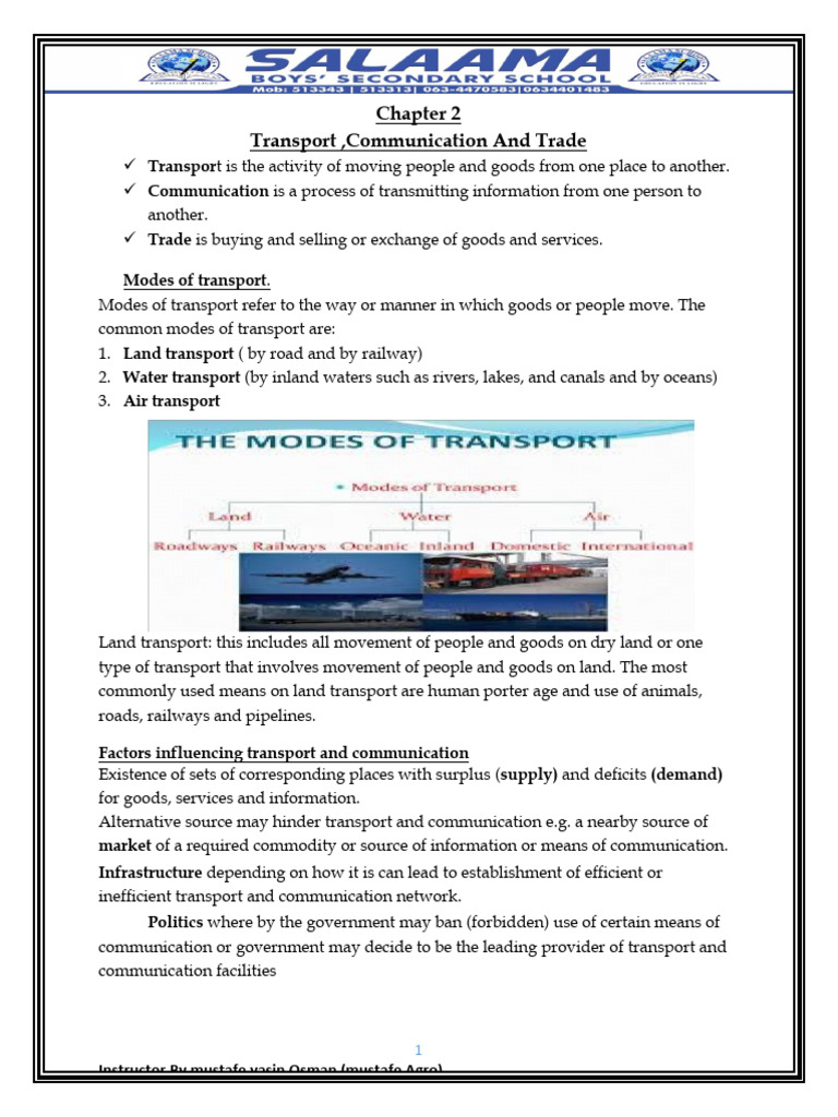 Transport, Communication, and Trade Overview | PDF | Southern Africa ...