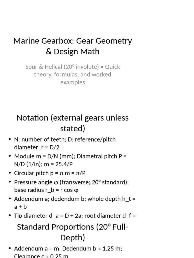 Marine Gearbox Design & Geometry Guide | PDF | Gear | Mechanical ...