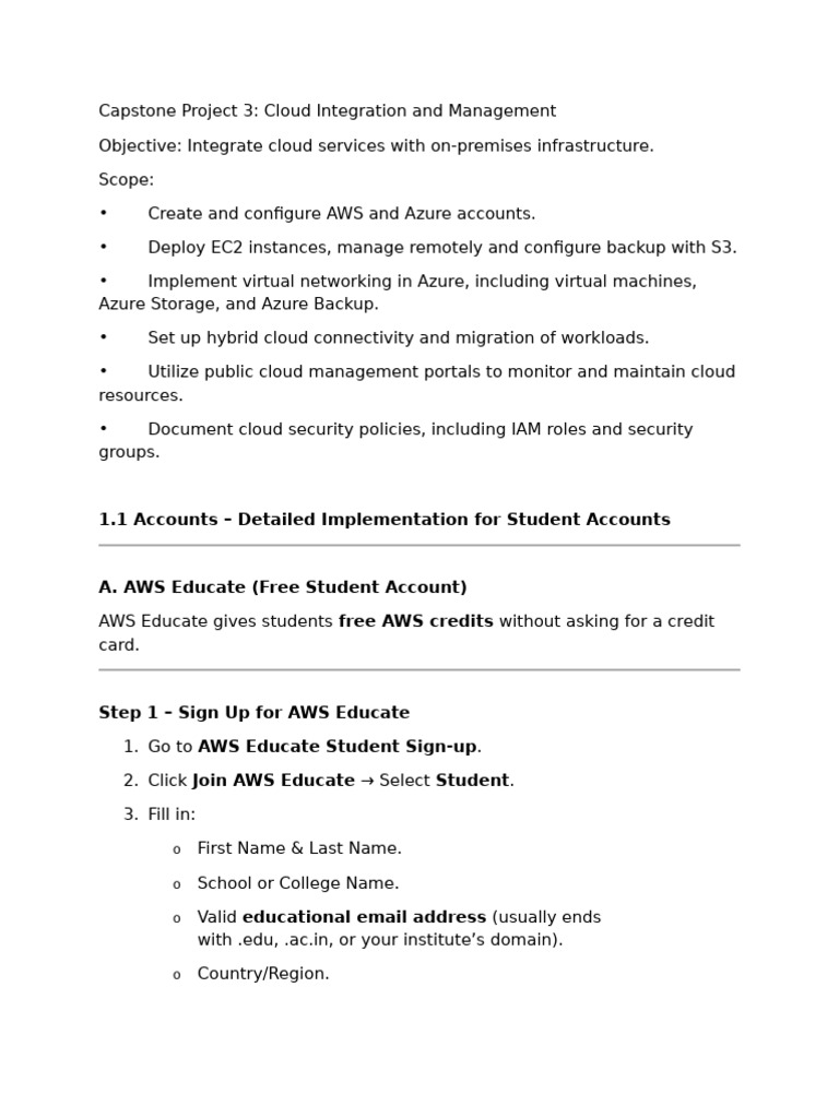 Capstone Project 3 Cloud Integration and Management | PDF | Cloud ...