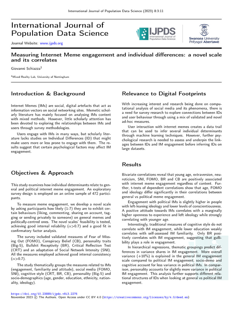 Measuring Meme Engagement Factors | PDF | Meme | Psychology