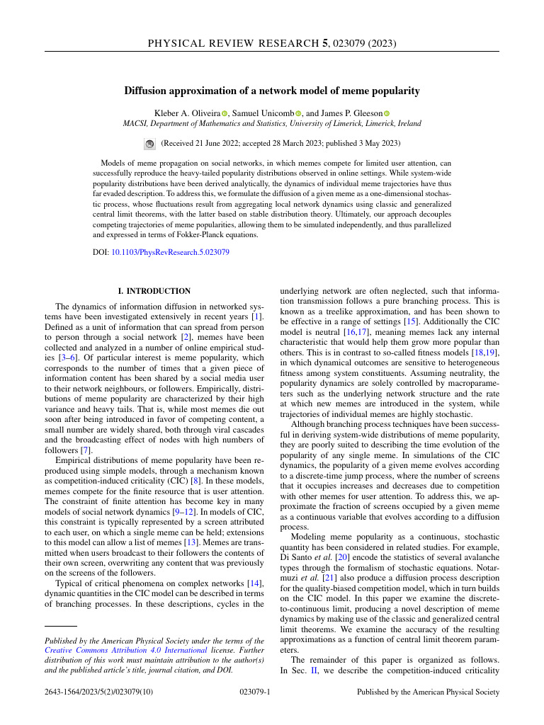 45 Diffusion Approximation of A Network Model of Meme 3kn5f3gb | PDF | Normal Distribution ...