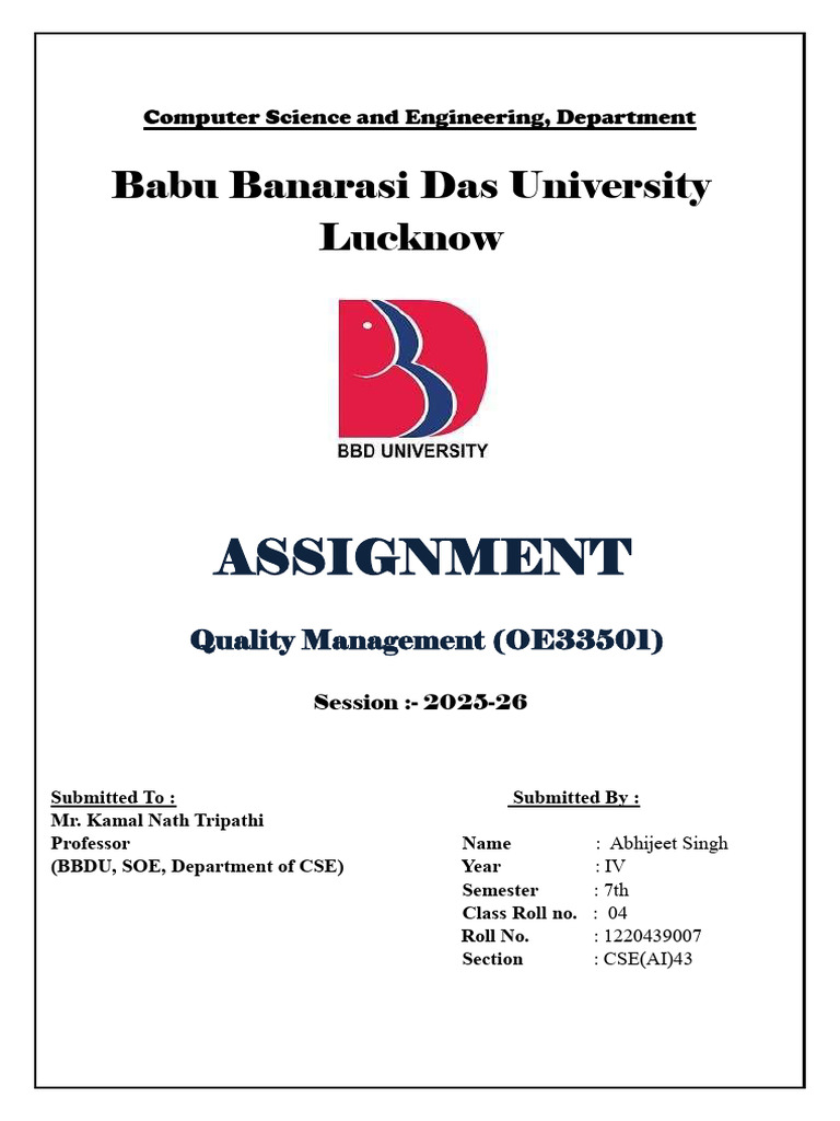 Quality Management Assignment | PDF
