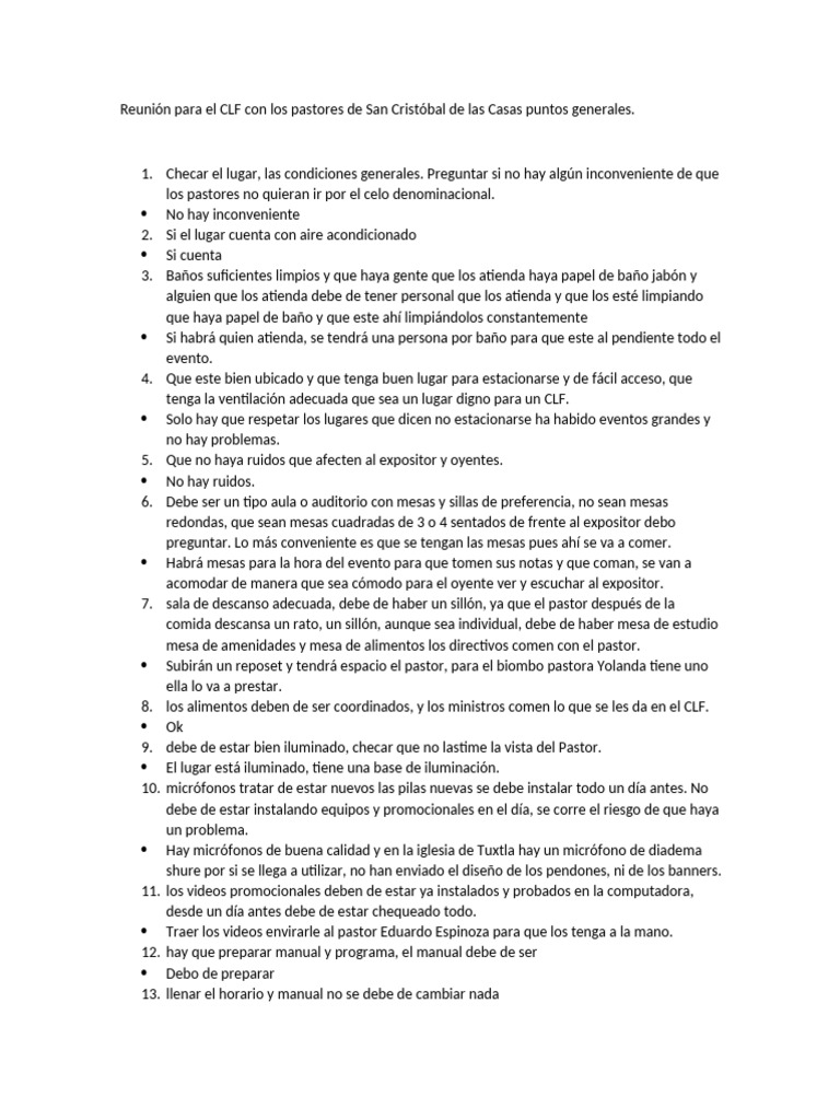Reunión para El CLF Con Los Pastores de San Cristóbal de Las Casas ...