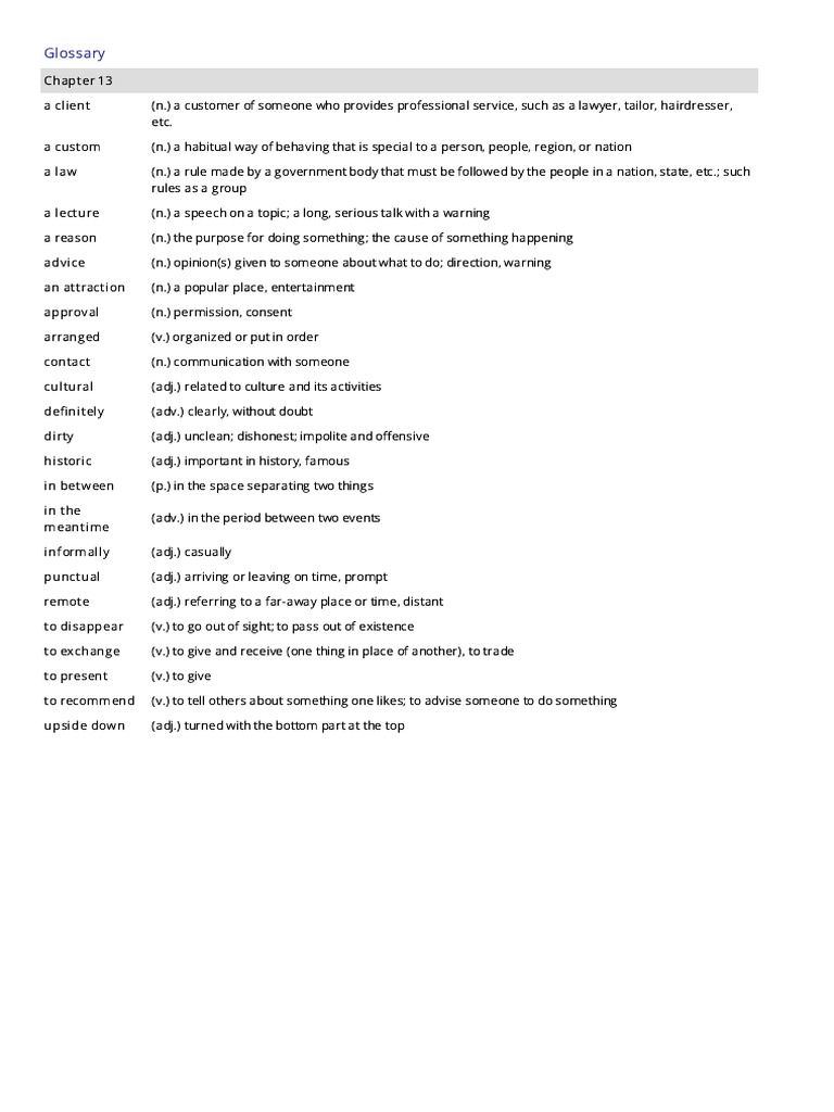 Chapter 13 Vocabulary Glossary | PDF