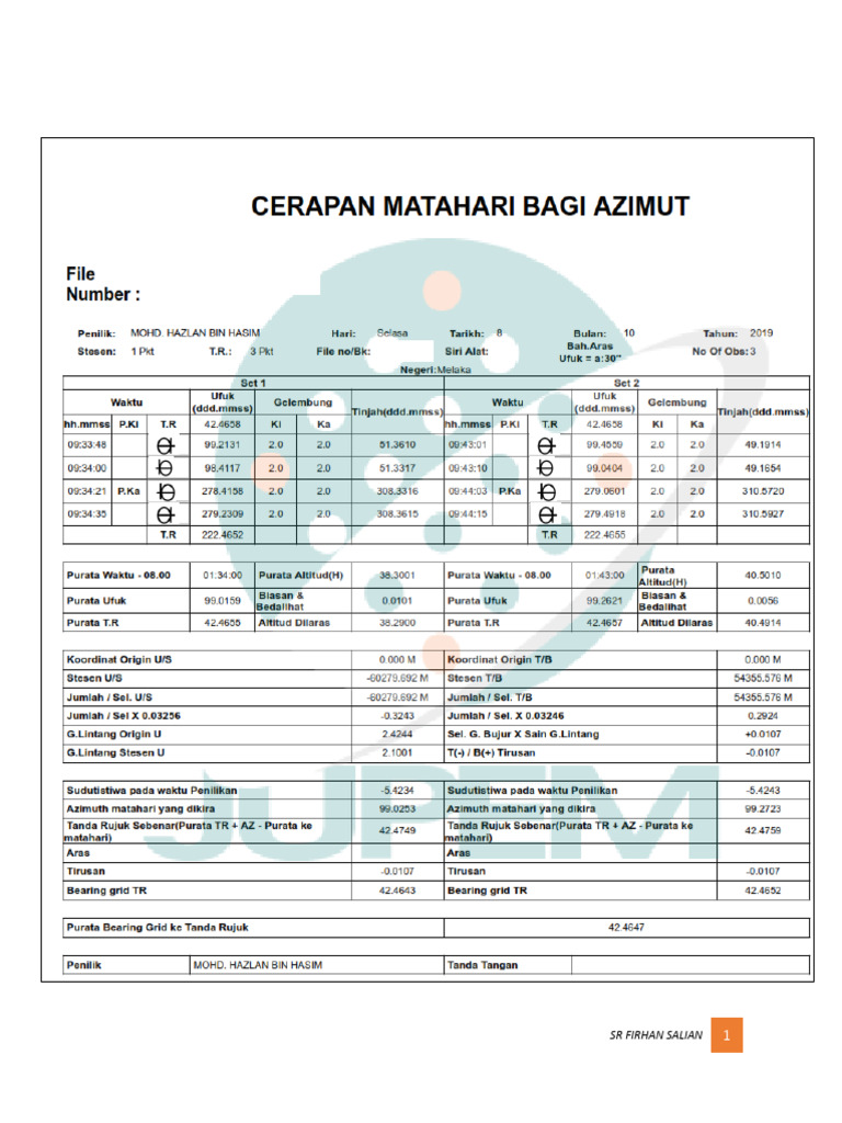 Contoh Manual Pengiraan Cerapan Matahari | PDF