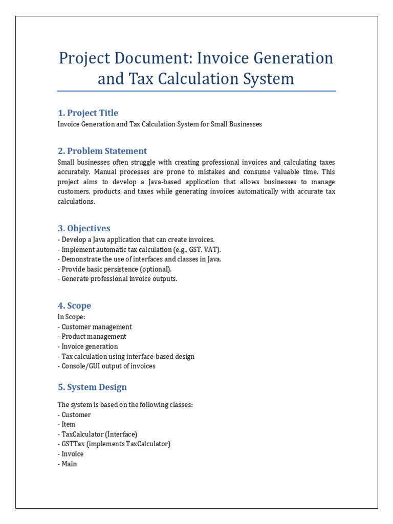 Invoice Project Document | PDF
