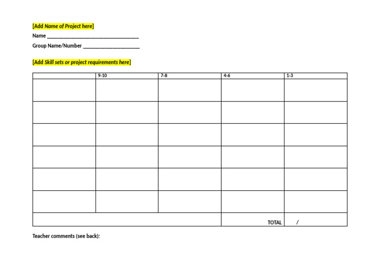 Blank Rubric Template | PDF