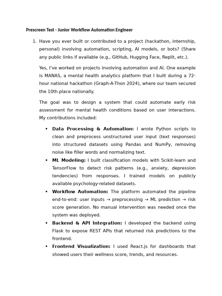 Prescreen Insights for Automation Roles | PDF | Automation ...
