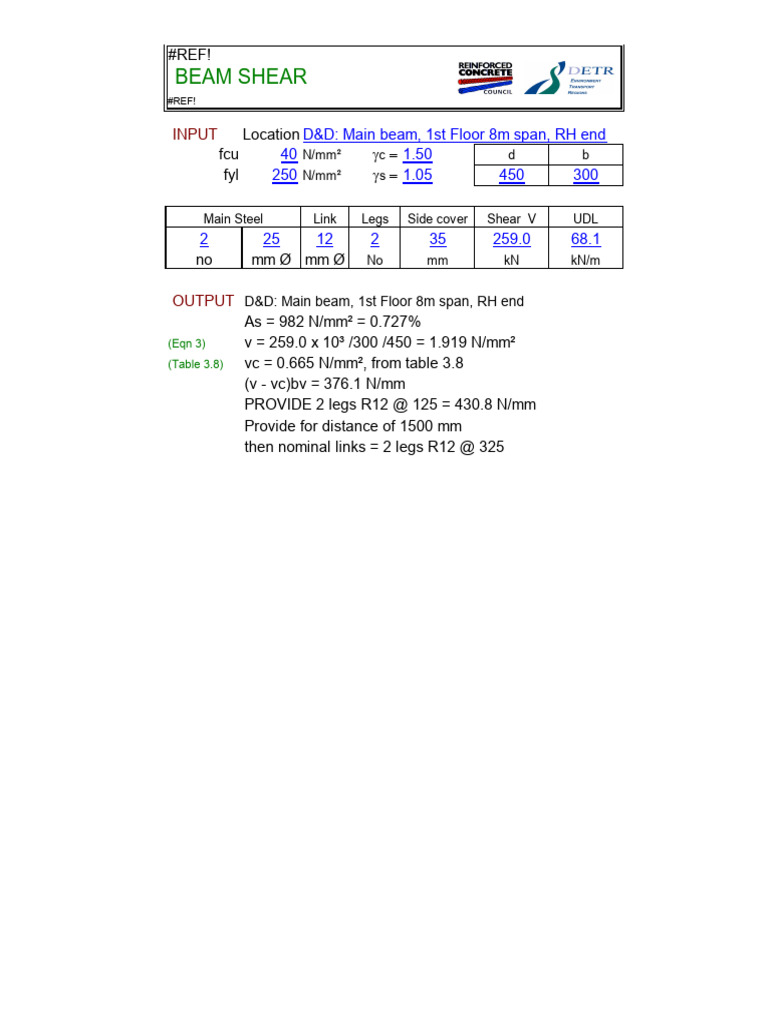 Beam Shear Calculation for 1st Floor | PDF