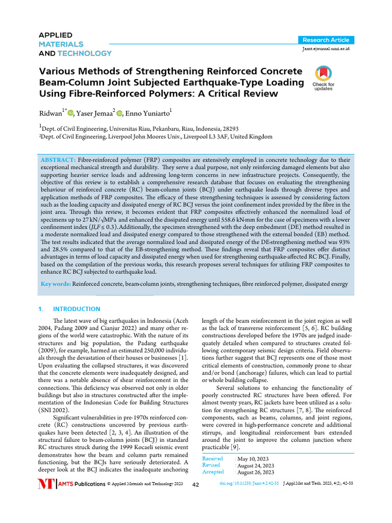 Various Methods of Strengthening RC BCJ | PDF