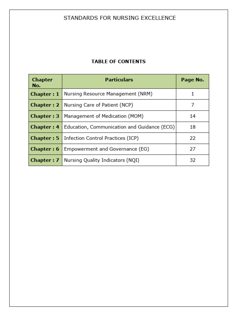 Nursing Excellence Standards Overview | PDF | Nursing | Patient Safety