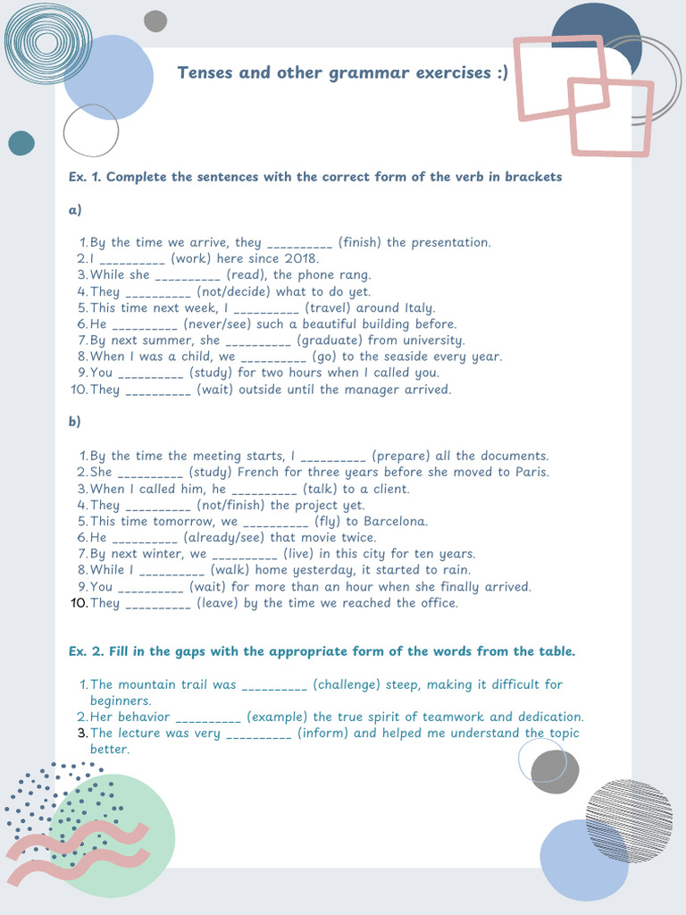 Grammar Exercises: Tenses & Forms | PDF