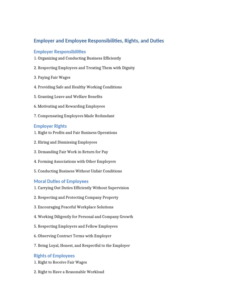 Employer-Employee Rights and Duties Guide | PDF