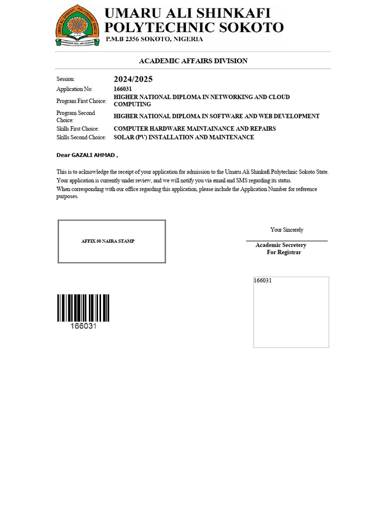 Academic Affairs Division: Dear Gazali Ahmad | PDF