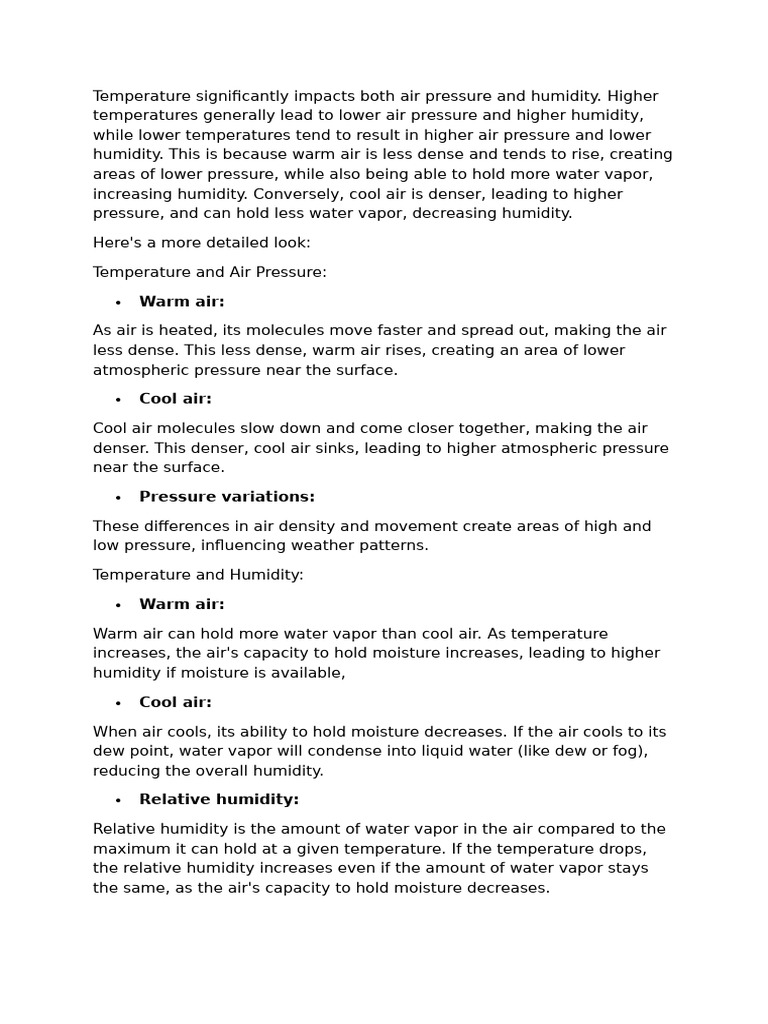 Temperature Significantly Impacts Both Air Pressure and Humidity | PDF
