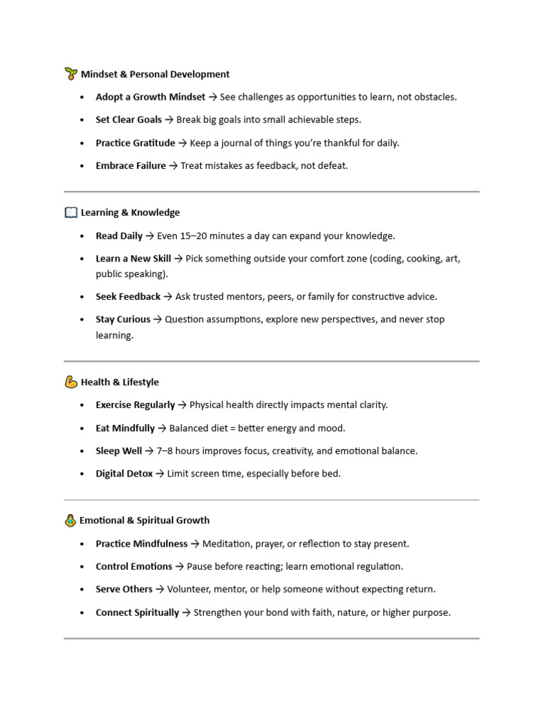 Self Growth Ideas | PDF