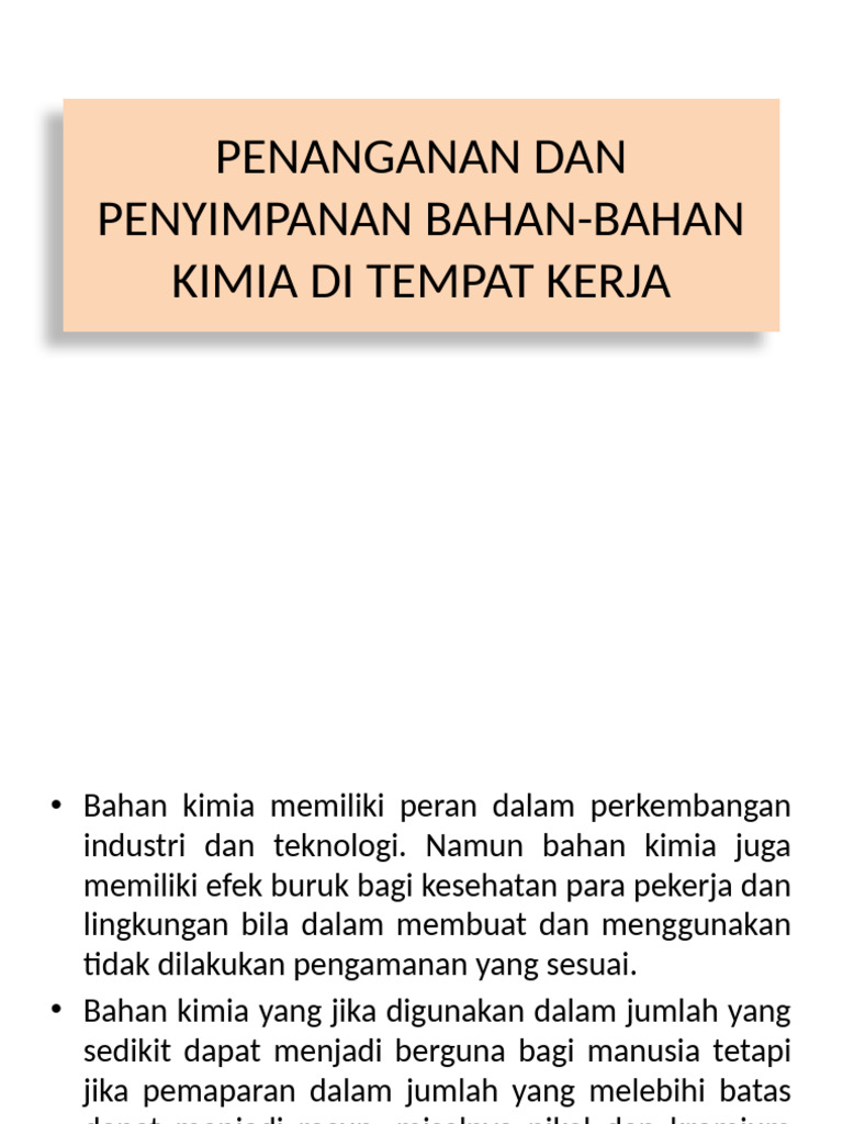 Penanganan Dan Penyimpanan Bahaya Kimia | PDF
