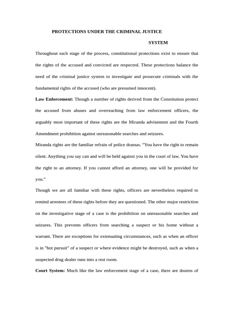 Css 205 Exerpt Protections Under The Criminal Justice | PDF | Probation ...