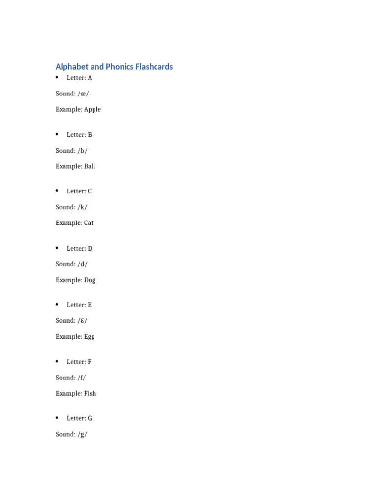 Alphabet Phonics Flashcards Guide | PDF