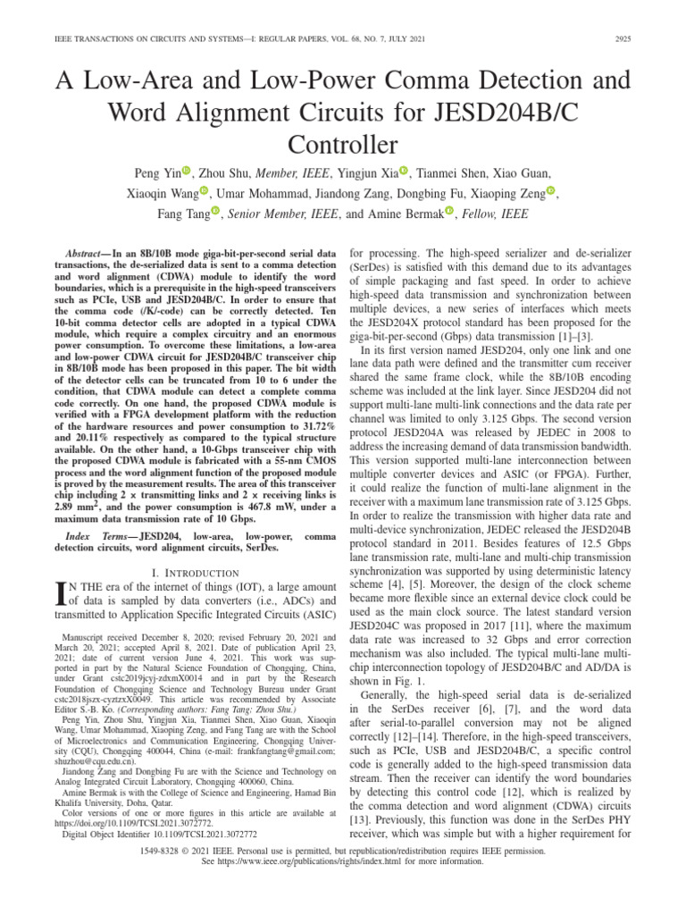 Low-Power CDWA Circuits for JESD204B/C | PDF | Field Programmable Gate ...