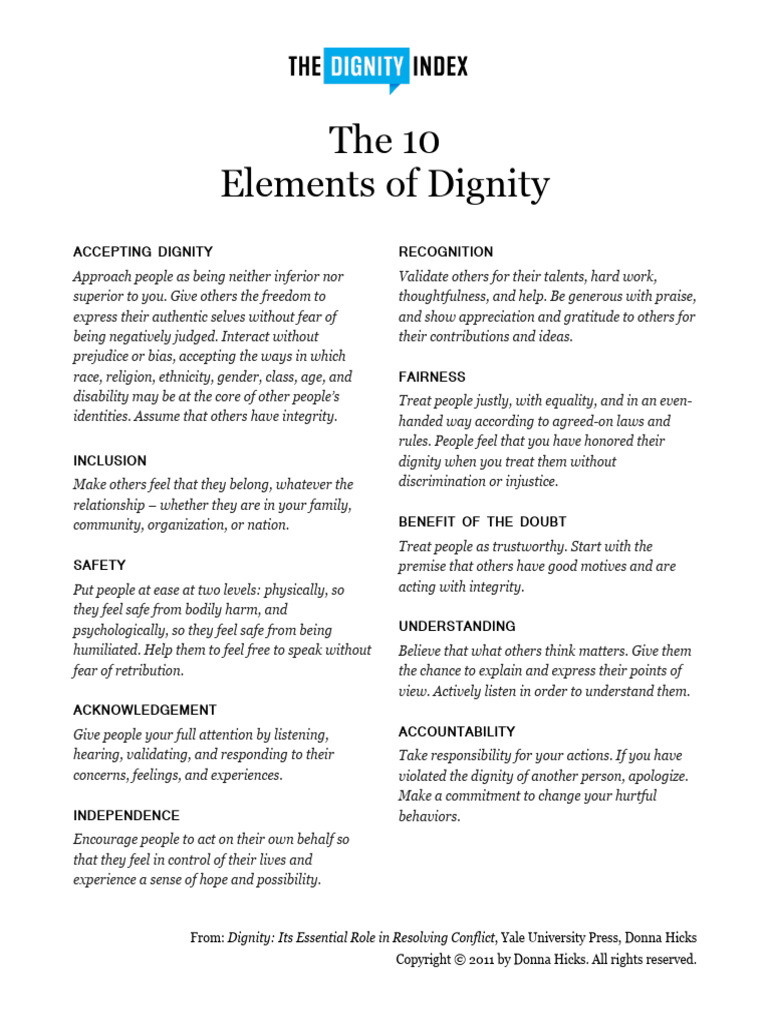 10 Elements of Dignity Explained | PDF | Dignity | Prejudices