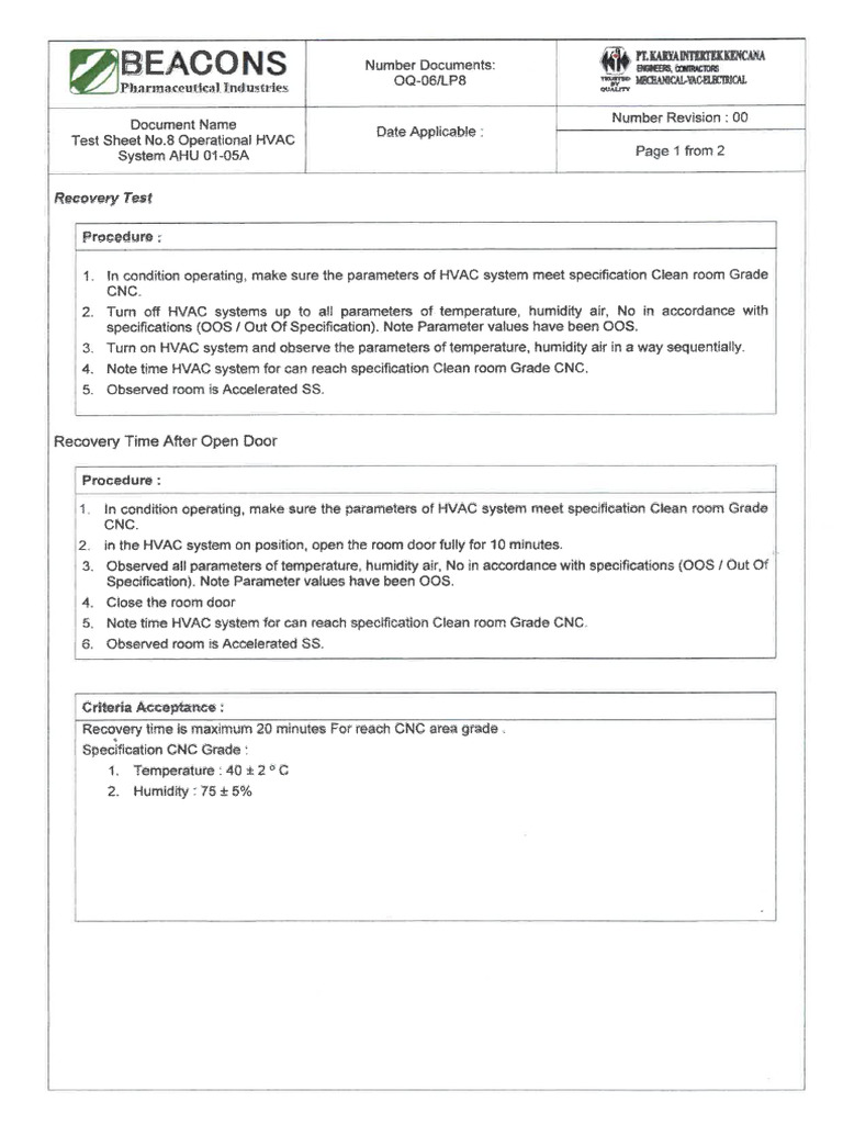 Test Sheet No.8 Recovery Test | PDF
