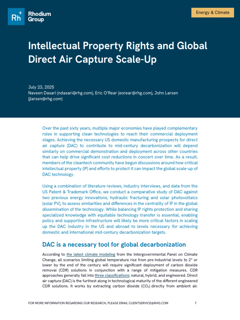 IP Rights and Global Direct Air Capture Scale Up | PDF | Intellectual ...