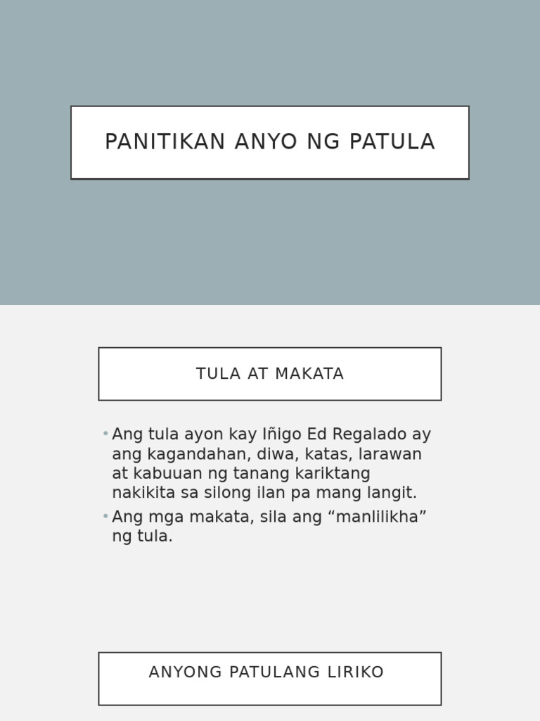 PANITIKAN ANyO NG PATULA | PDF