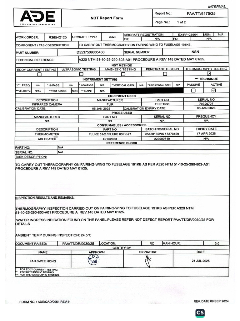 Thermography NDT Report | PDF