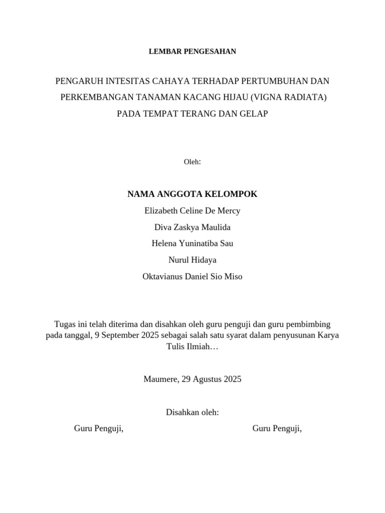Lembar Pengesahan - Docx 12c | PDF