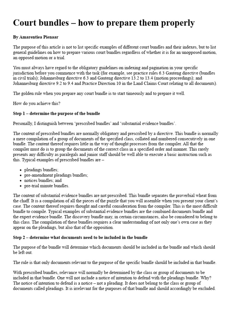 Preparing Court Bundles in South Africa | PDF | Evidence | Witness
