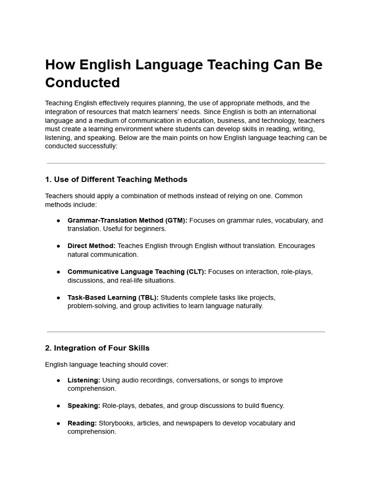 Effective English Language Teaching Strategies | PDF | Language ...