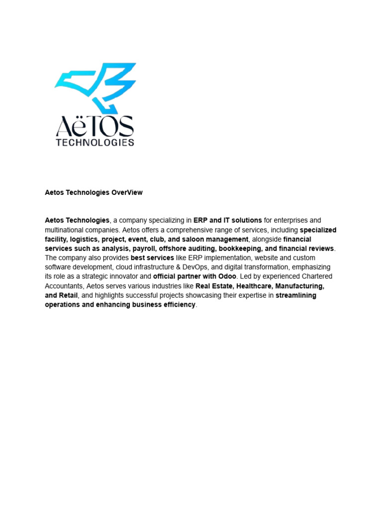 Aetos Technologies: ERP & IT Solutions | PDF