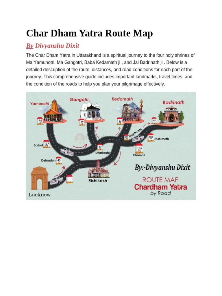 Char Dham Yatra Route Guide | PDF | Pilgrimage | Hindu Worship