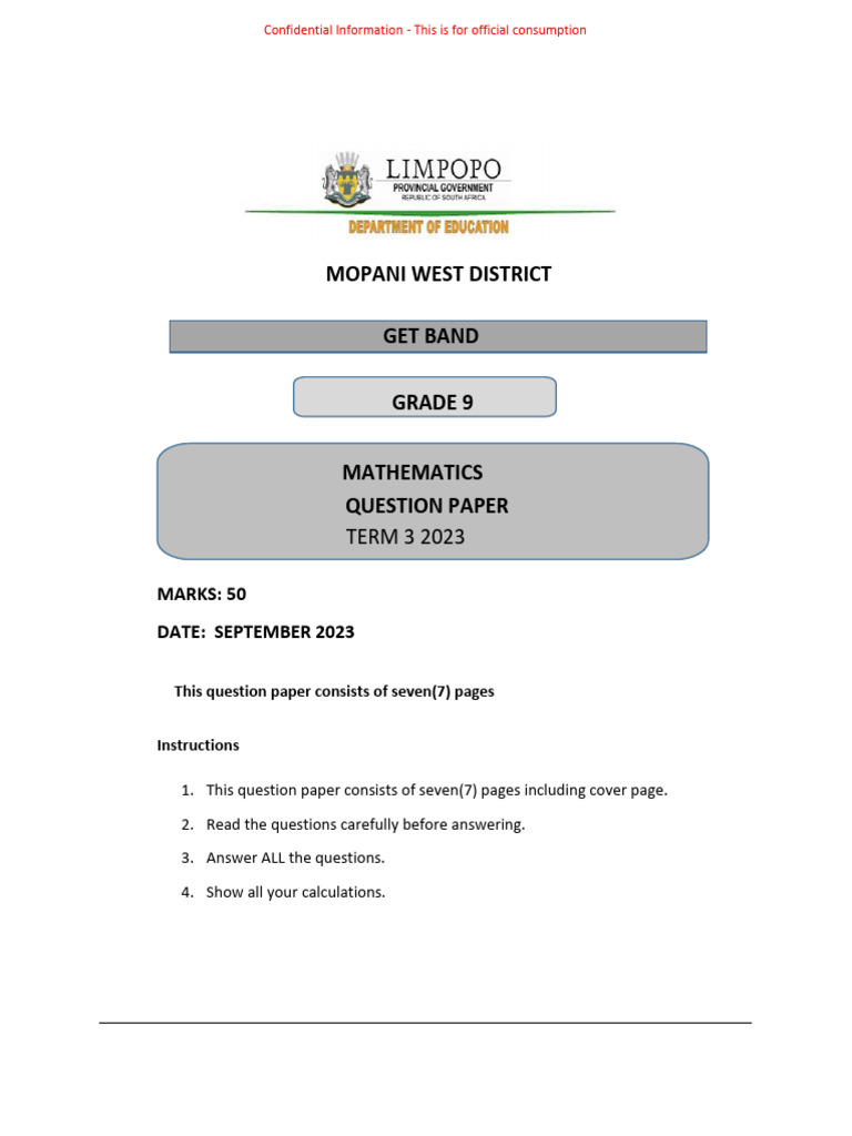 2023 Grade 9 Math Class Test | PDF | Classical Geometry | Mathematics