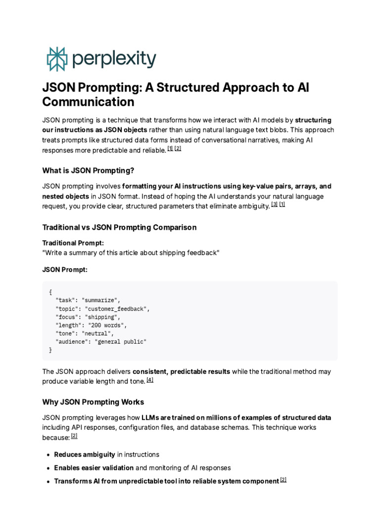 JSON Prompting for AI Interactions | PDF | Json | Artificial Intelligence