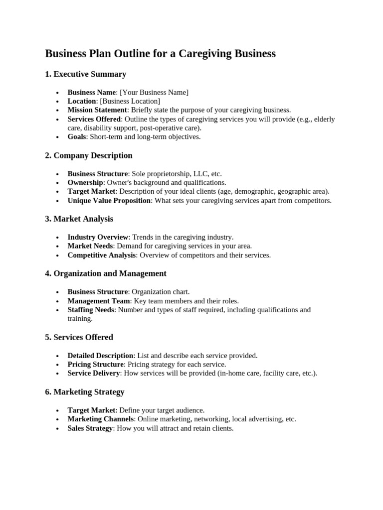 Caregiving Business Plan Outline | PDF