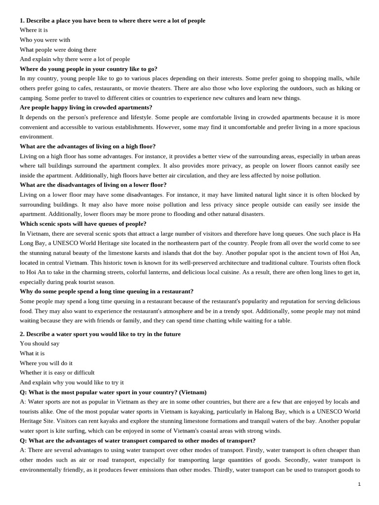 Speaking - Part 2-3 | PDF | Cost Of Living | Public Speaking