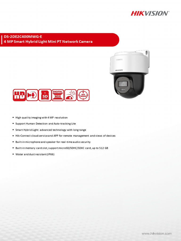 Ds 2de2c400mwg e Datasheet 20250115 | PDF | Field Of View | Infrared