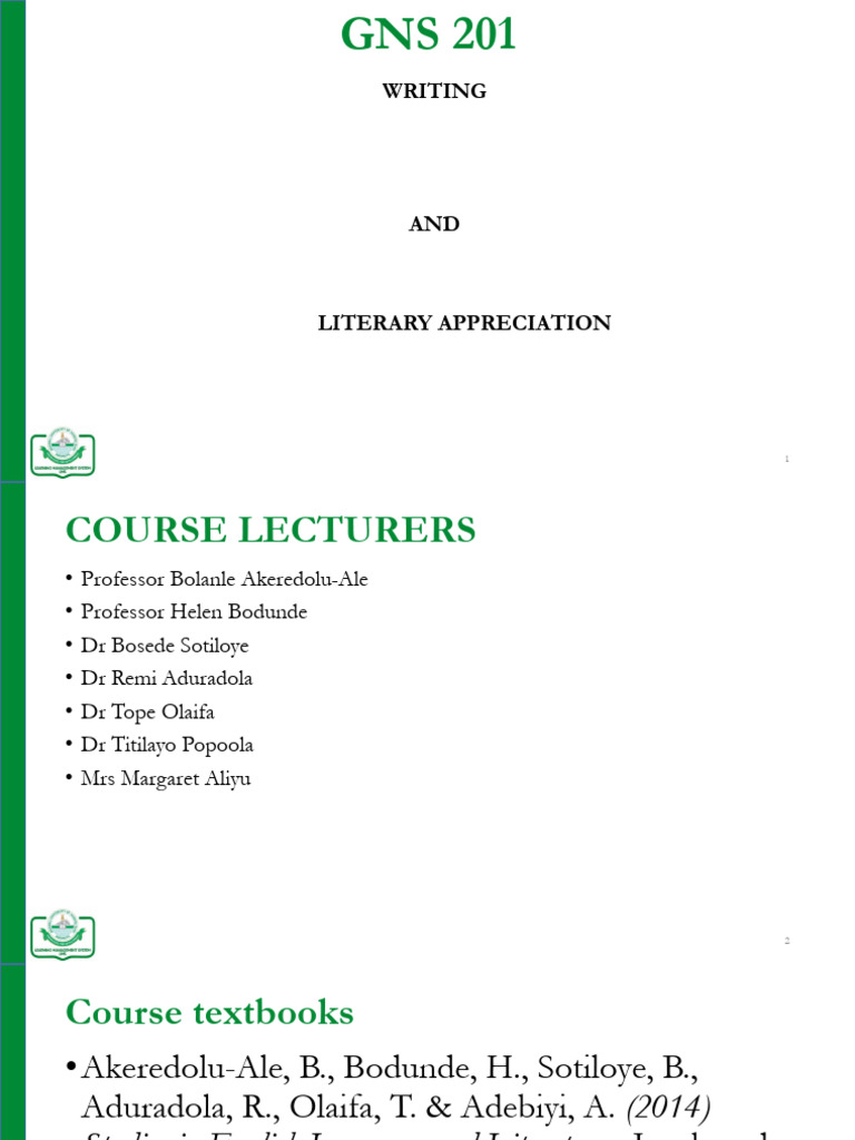 GNS 201: Writing and Literary Skills | PDF | Paragraph | Forests