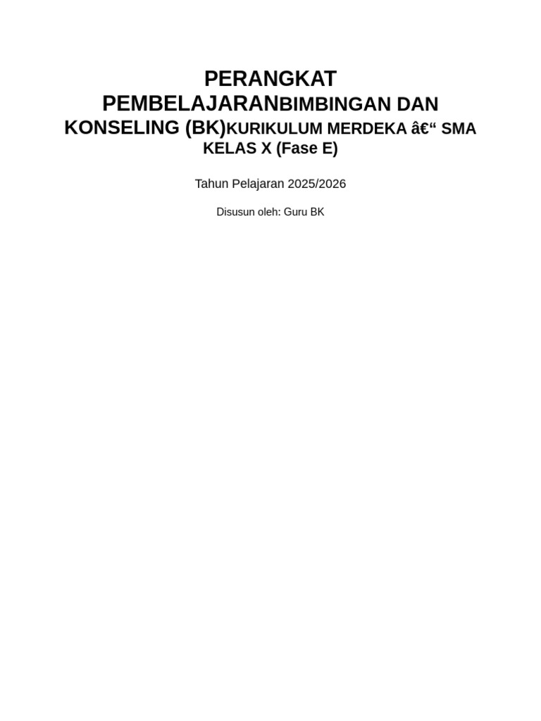 Perangkat BK Kurikulum Merdeka SMA X | PDF