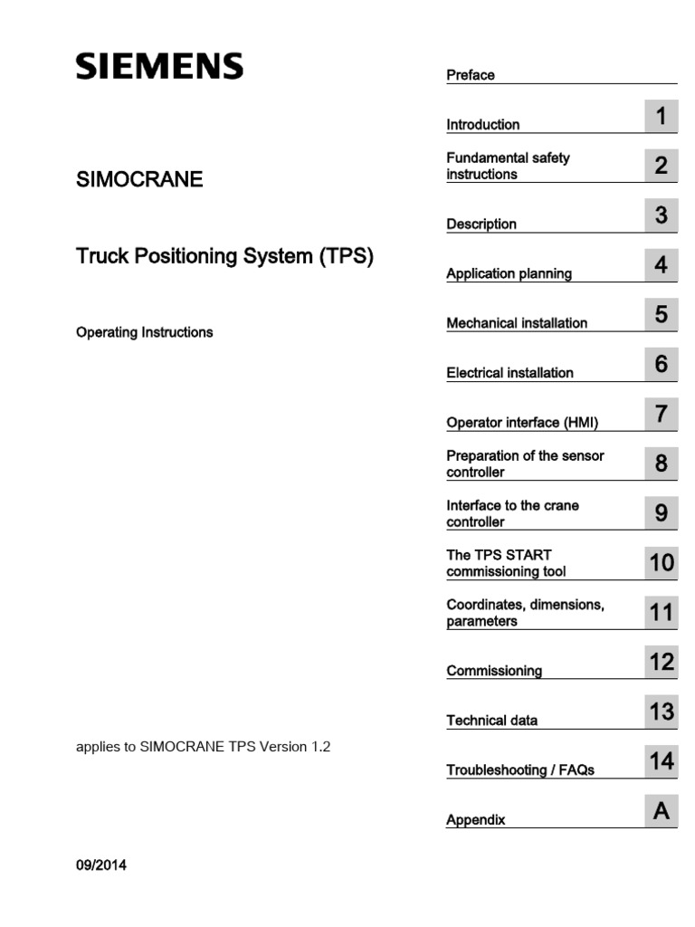 SIMOCRANE BA TPS 092014 en en-US | PDF | Crane (Machine) | Power Supply