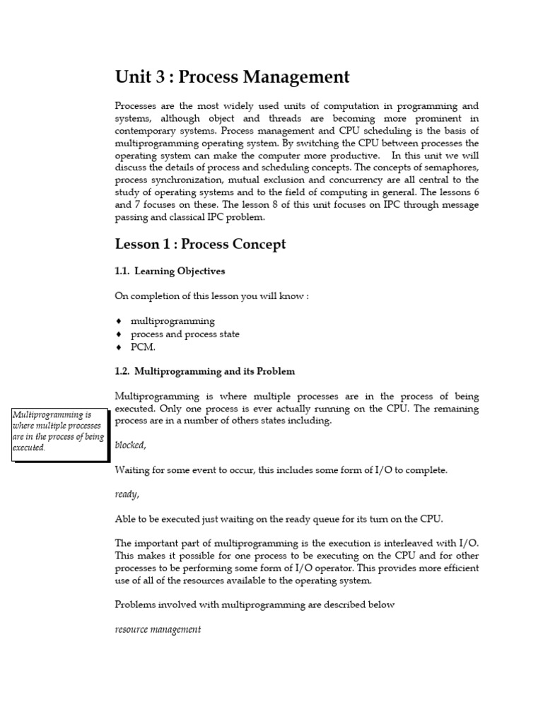 Unit-03 Process Management | PDF | Scheduling (Computing) | Process (Computing)