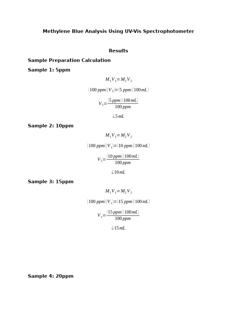Methylene Blue UV-Vis Results Analysis | PDF | Ultraviolet–Visible ...