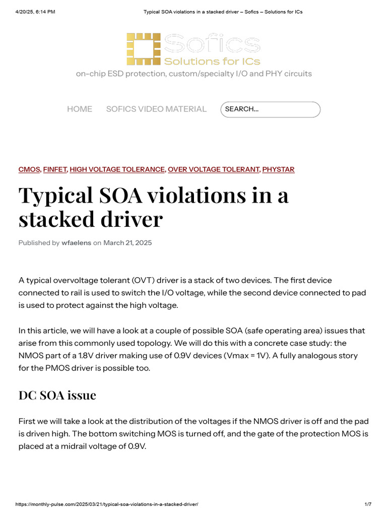 Typical SOA Violations in A Stacked Driver - Sofics - Solutions For ICs | PDF | Mosfet | Capacitance